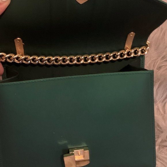Bags | Ladies Greenblack Purse With Shoulder Gold Chain | Poshmark